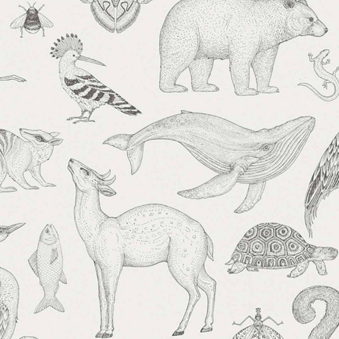 Behang Ferm Living - Katie Scott Animals - Off White vind je bij Kidsbarn!