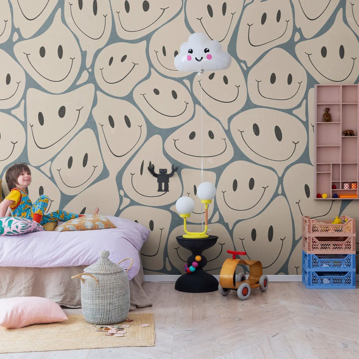 Rebel Walls Happy Rebel Peach – Peach smiley behang